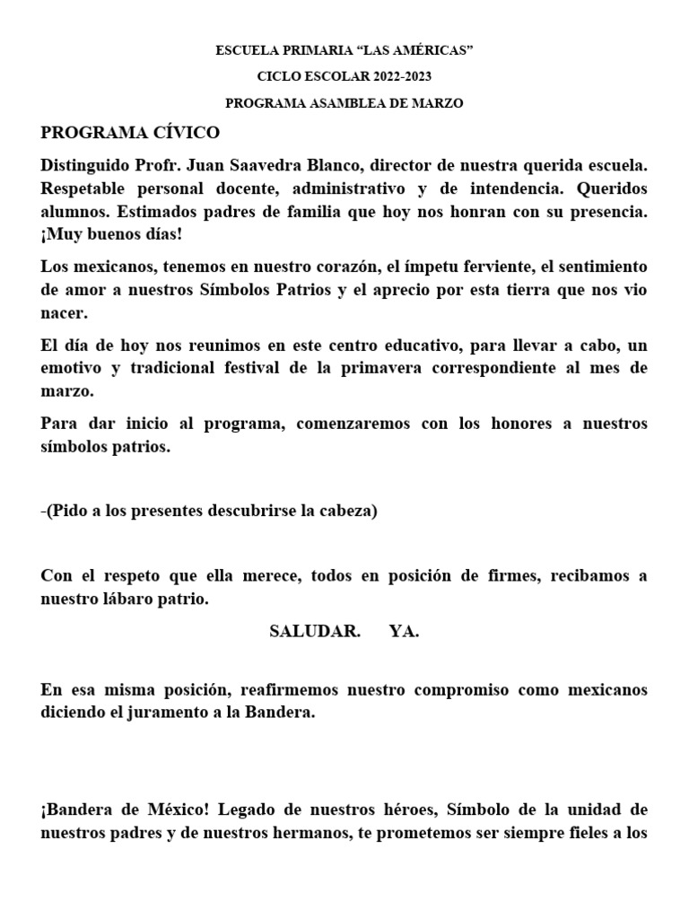 Programa Asamblea Marzo 2023 | PDF | México | Temporada de primavera)