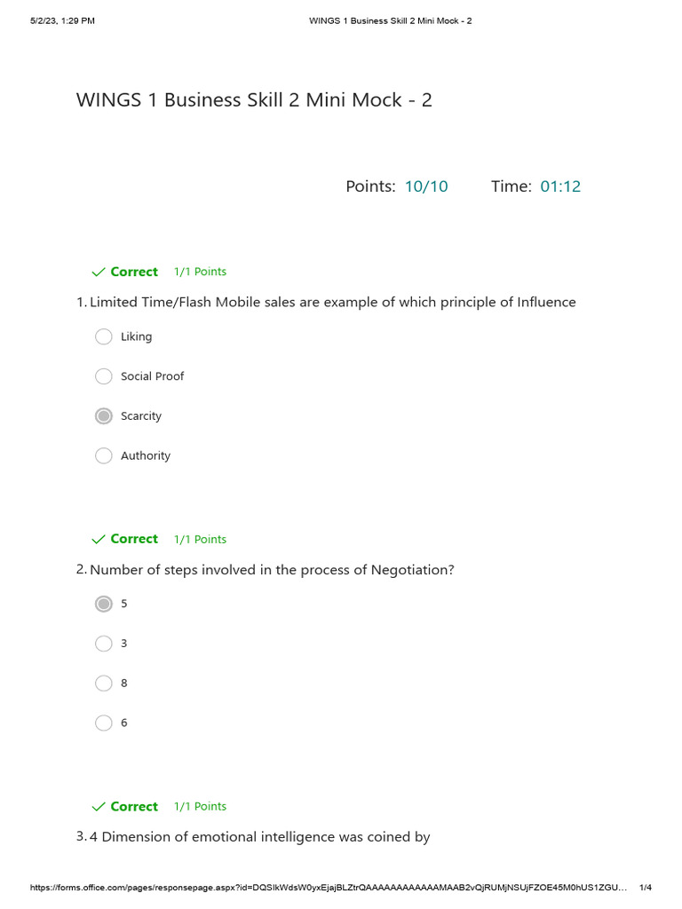 WINGS 1 Business Skill 2 Mini Mock - 2 | PDF | Intelligence | Cognitive Science