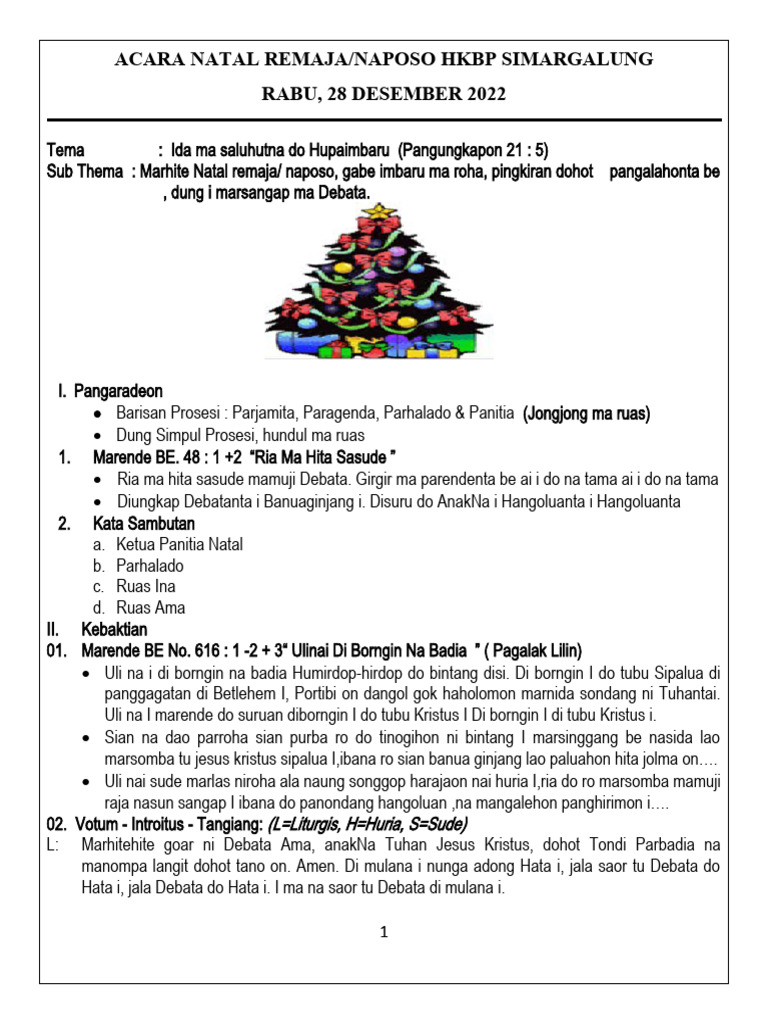 Acara Natal Rena HKBP Simargalung | PDF | Kajian Bahasa Asing | Agama & Spiritualitas