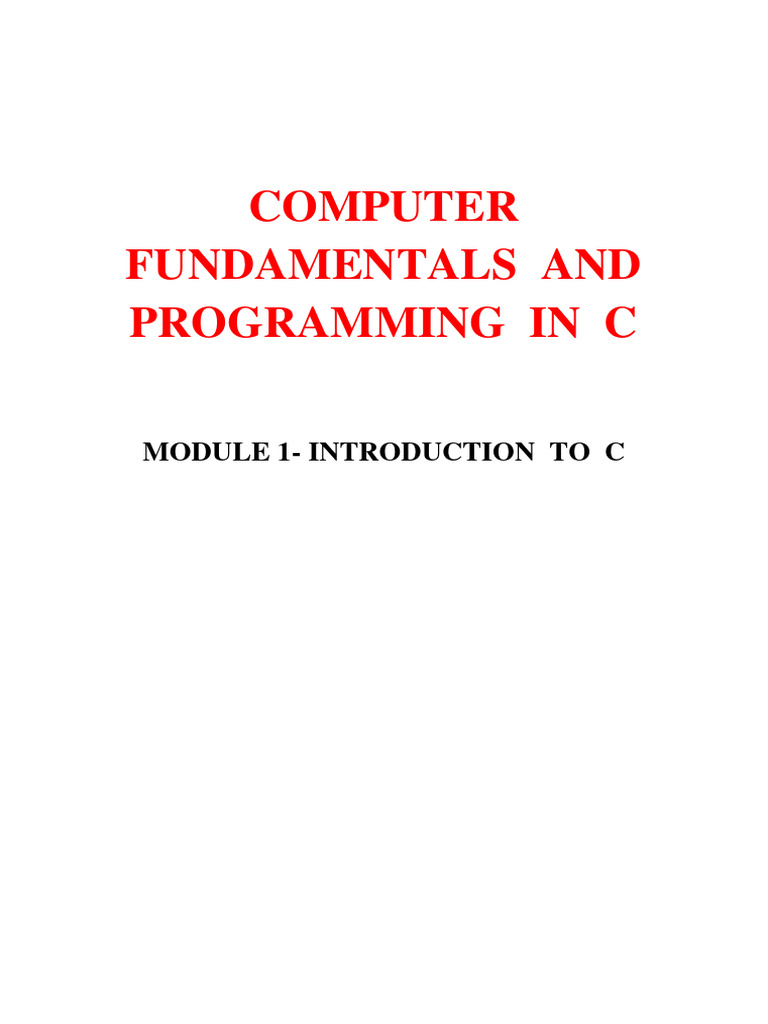 Module 1 Part 2 Introduction To C Language Pdf C Programming 2814