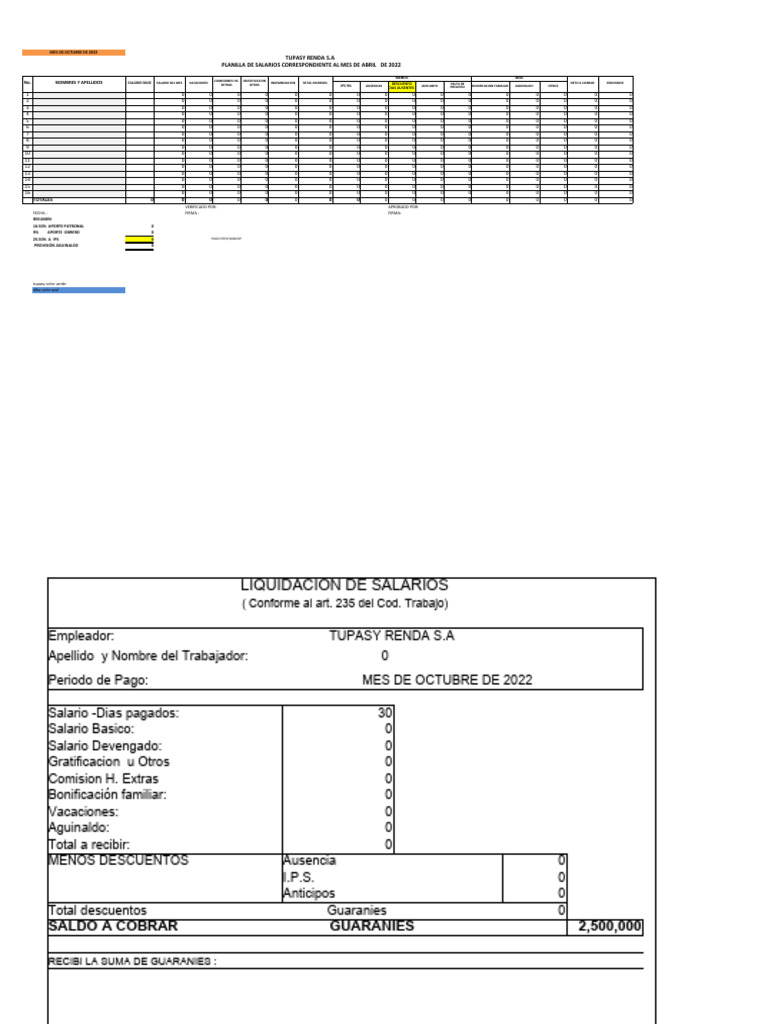 Planilla De Salario Pdf Salario Business
