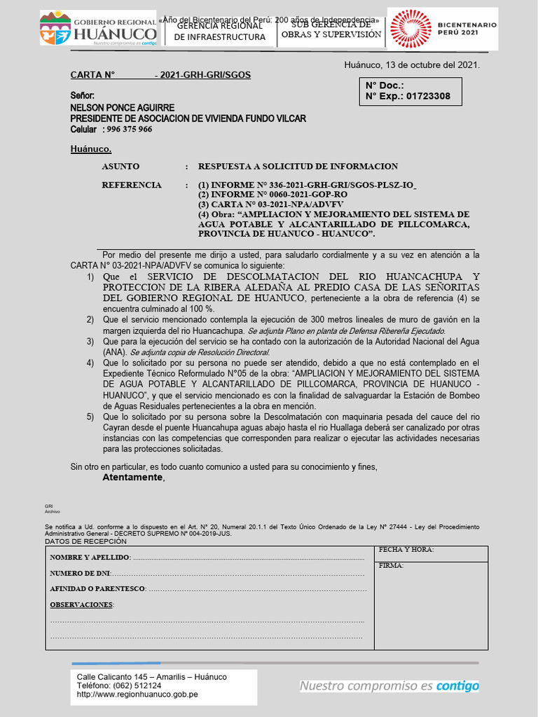 5 Sgos Proyectado - Remito Informacion Solicitada | PDF
