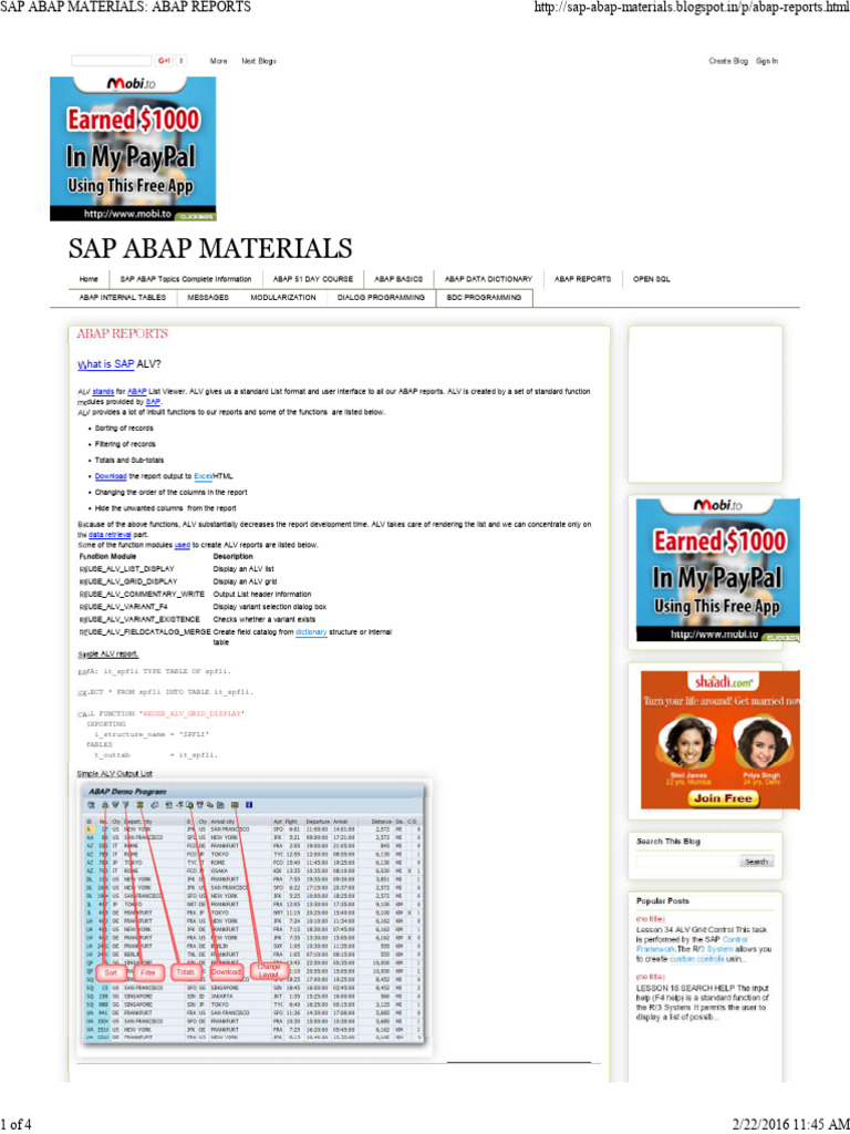 Sap Abap Materials Abap Reportspdf PDF Free | PDF | Information Retrieval | Software Engineering