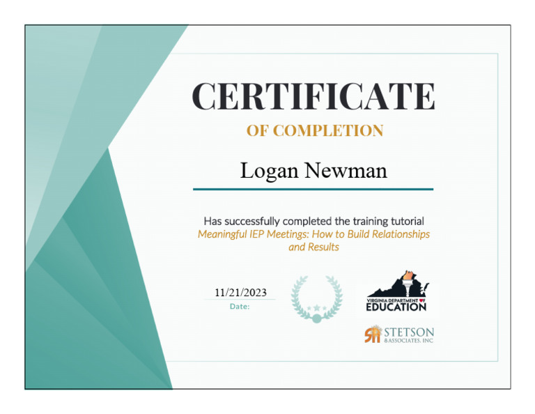 IEP Meetings Training Certificate | PDF