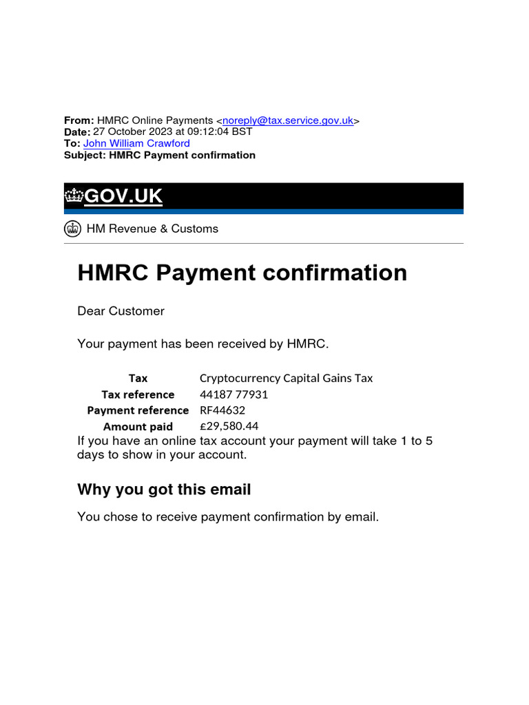 HMRC-CGT - Payment Confirmation | PDF | Business | Finance & Money ...