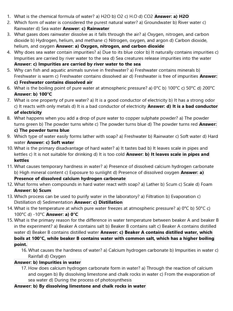 What Is The Chemical Formula of Water | PDF | Water | Water Purification