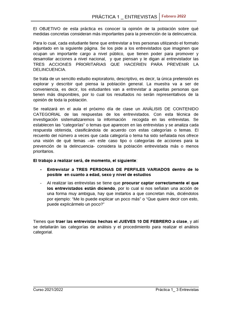 Práctica 1 - 3 - ENTREVISTAS | PDF