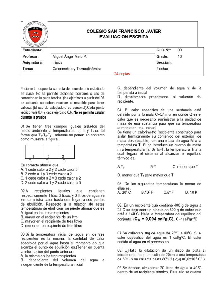 Exa Termo 10-015 | PDF | Calor | Agua