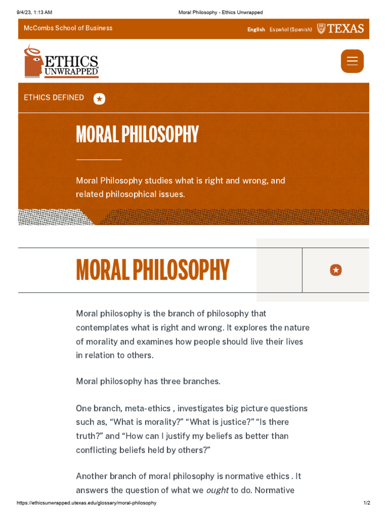 Moral Philosophy Foundation For Ethics | PDF | Hedonism | Utilitarianism