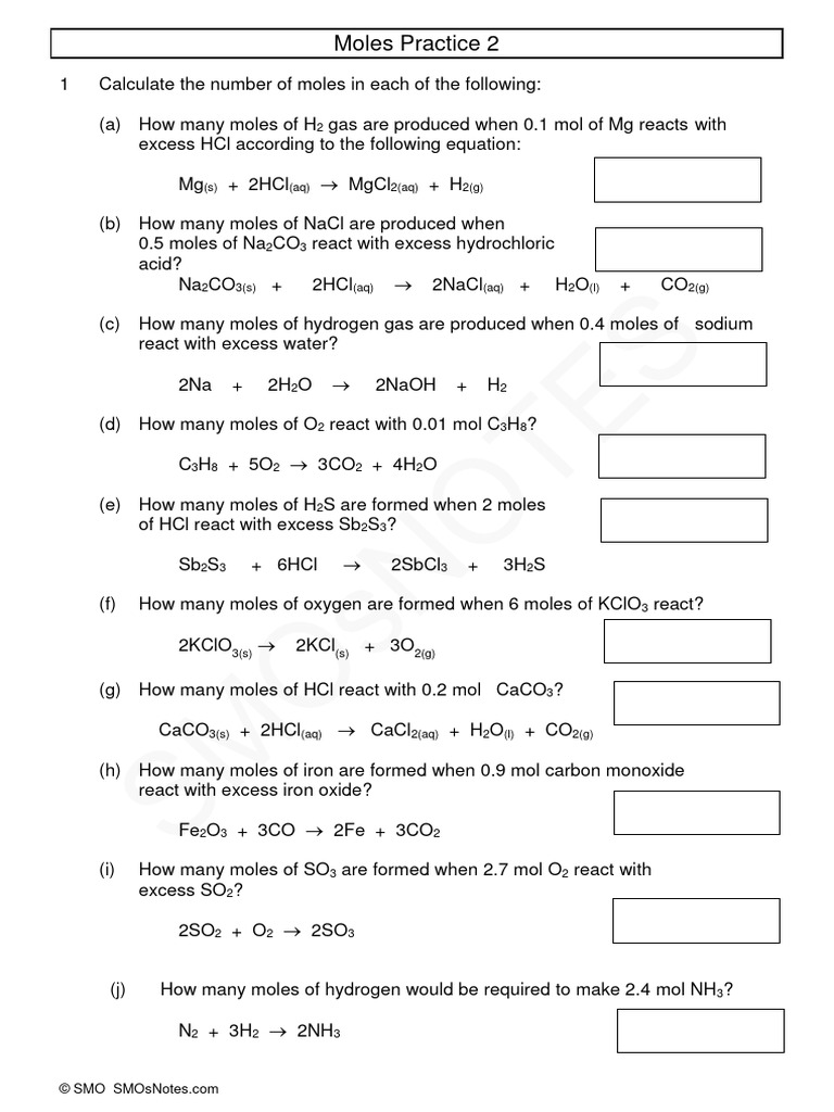 Moles Practice 2 | PDF