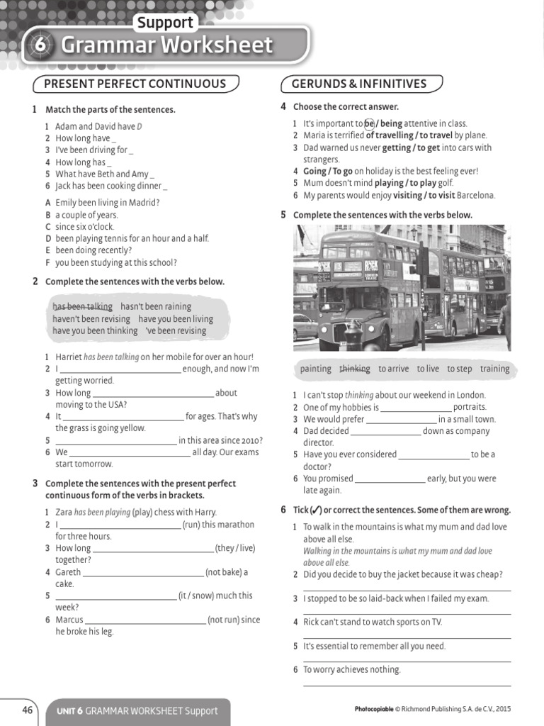 Achievers B1 Grammar Worksheet Support Unit 6 | PDF | Linguistics | Grammar