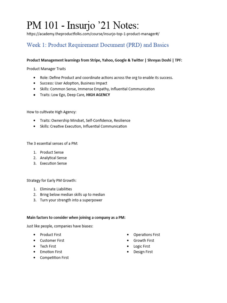 Insurjo Product Management Notes (Winter '21 Cohort) | PDF | Business ...
