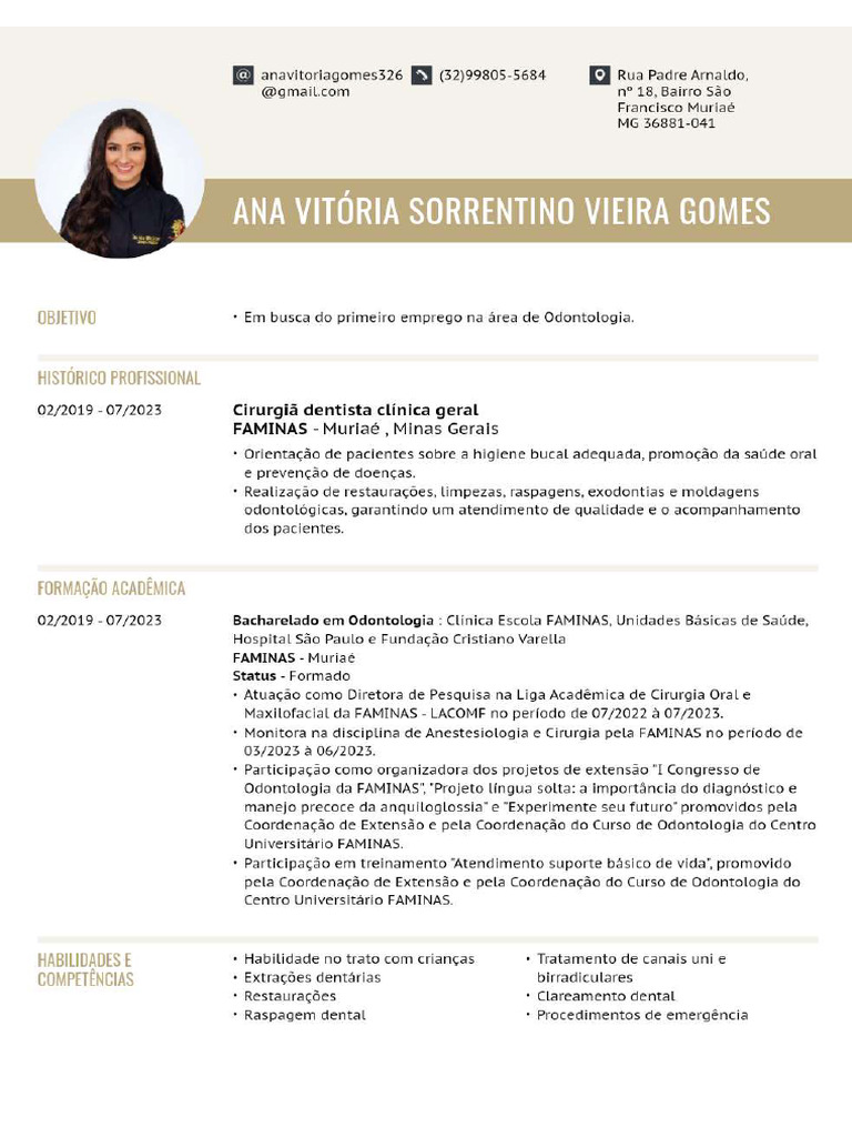CV - Ana Vitória Sorrentino Vieira Gomes | PDF