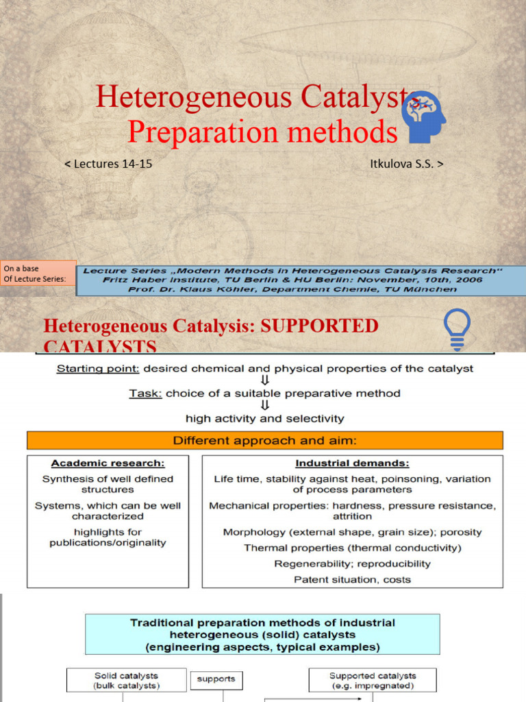 Lectures 14-15 - C&C - KBTU - 2023-Cat - Preparation | PDF | Catalysis | Heterogeneous Catalysis