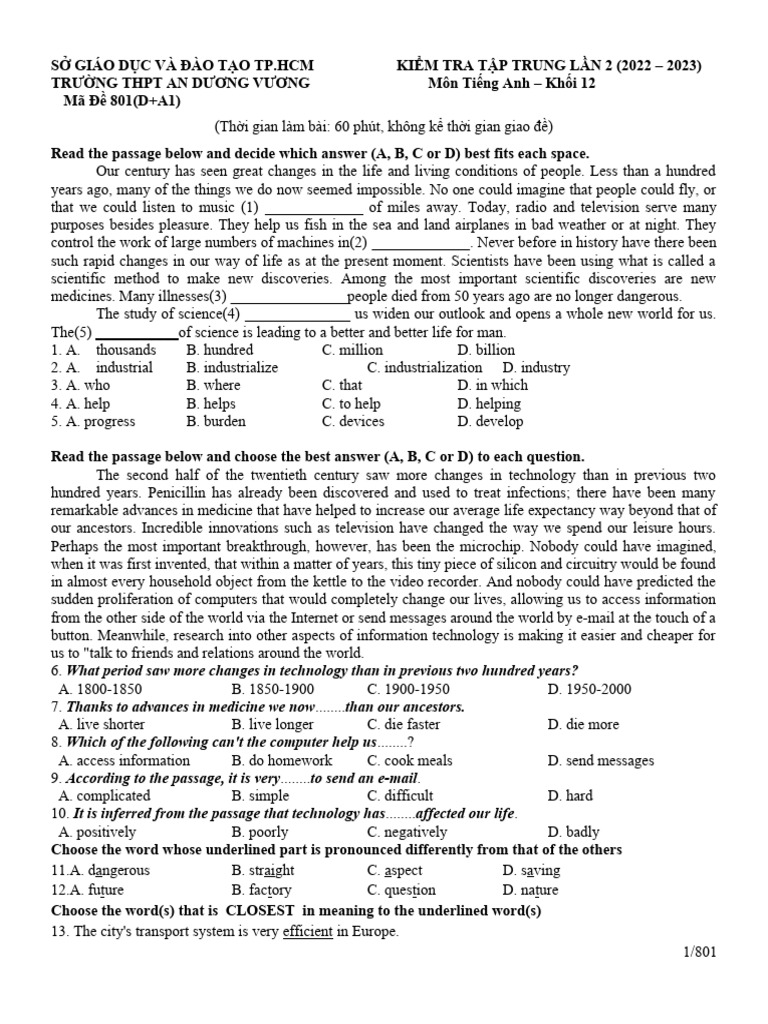 de Kiem Tra Tap Trung L2 22-23. | PDF