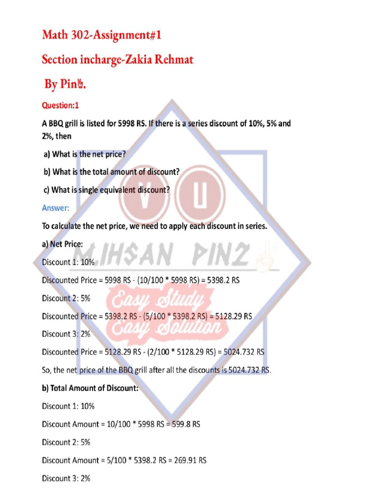 Mth302 Zakia Rehmat by Pin - 1 | PDF