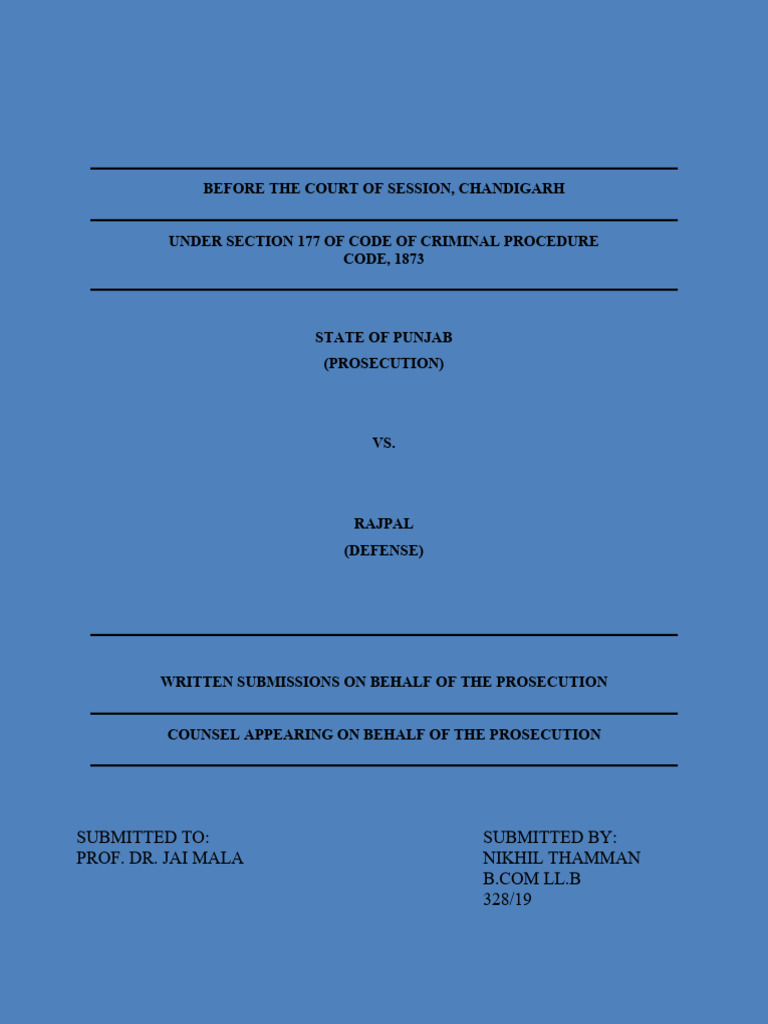 Criminal Moot Memorial Nikhil Thamman | PDF | Criminal Law | Assault