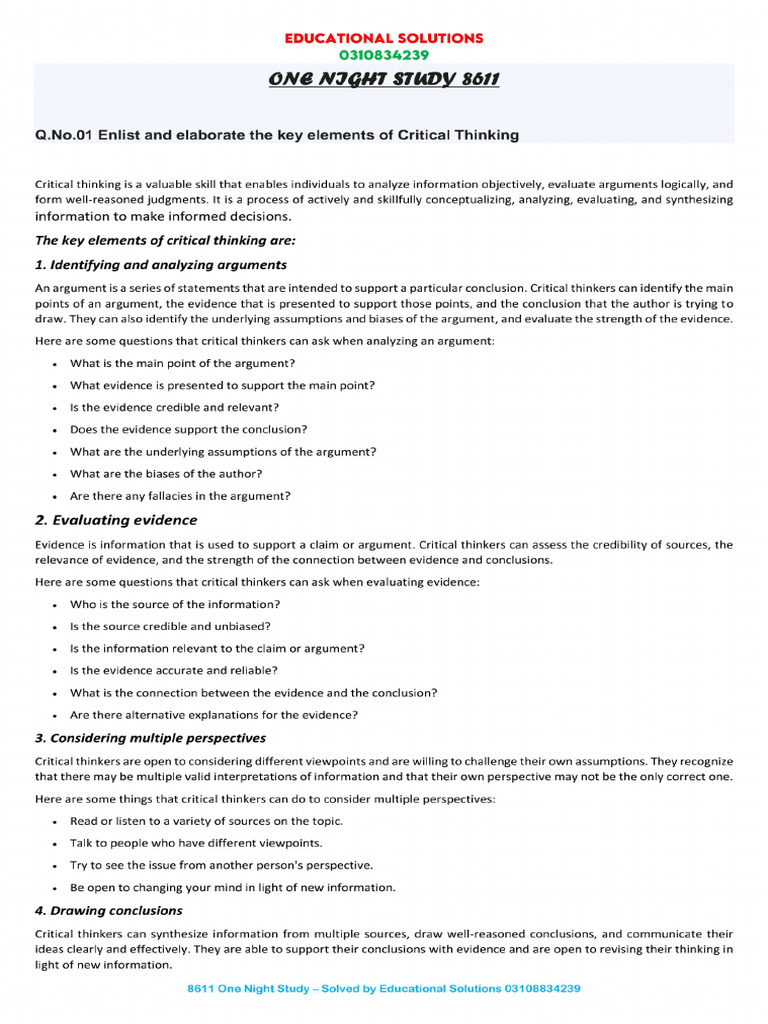 One Night Study 8611 | PDF