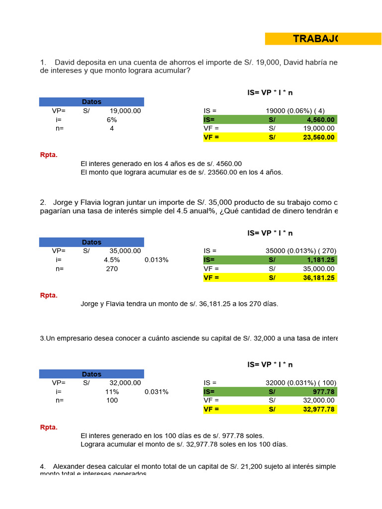 Ejercicios Finanzas | PDF | Interés | Bancos