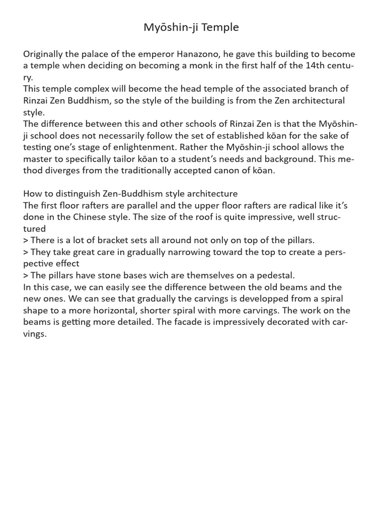 Myōshin-ji Temple: Zen Architecture Insights | PDF