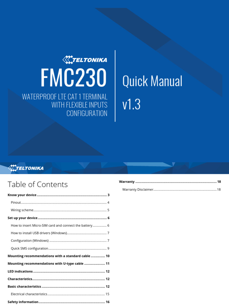 FMC230 Quick Manual v1.3 | PDF | Microsoft Windows | Usb