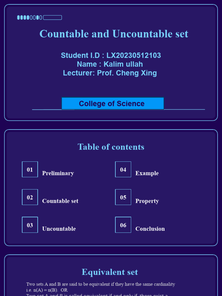 Countable and Uncountable Set | PDF | Set (Mathematics) | Arithmetic