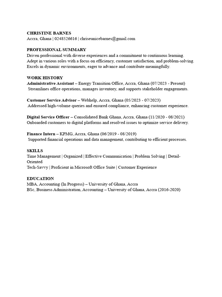 Christine Barnes. Resume | PDF