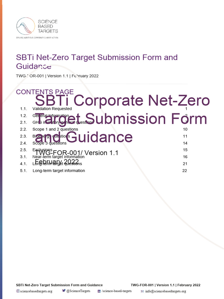 SBTi Net Zero Submission Form Part I | PDF | Business
