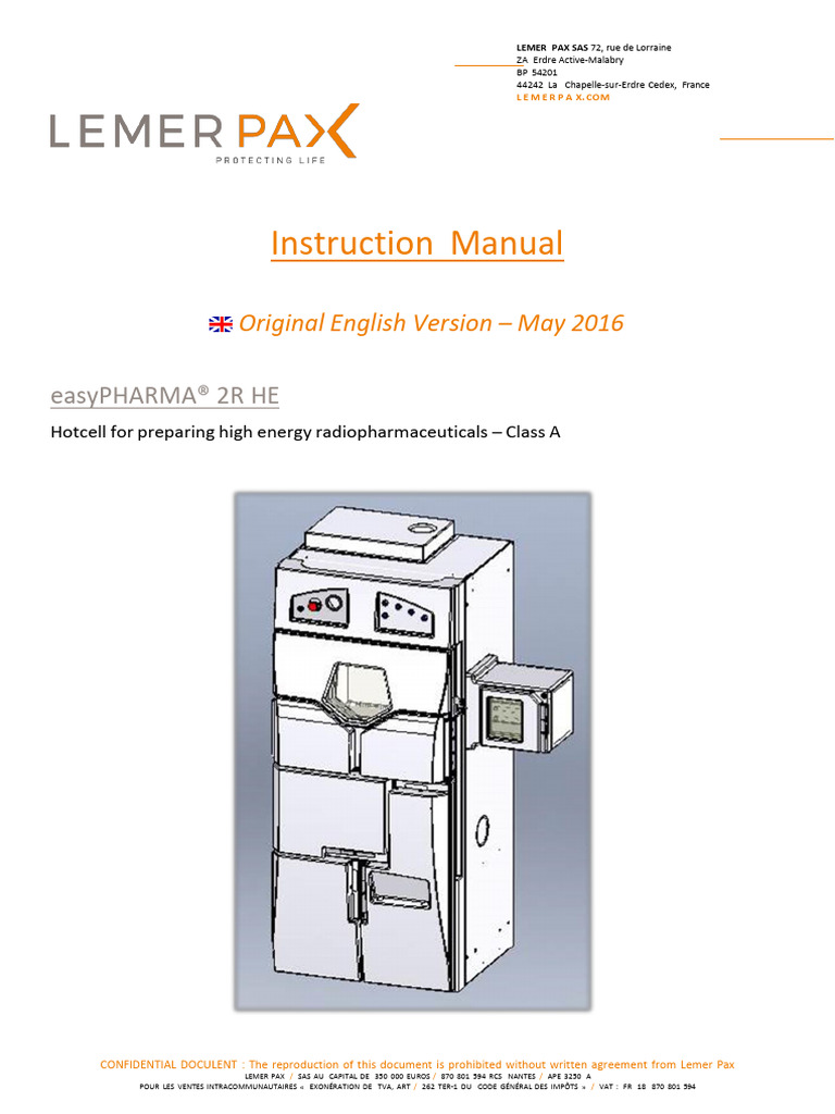 2016 05 EASYPHARMA 2R HE Instructions Manual UK | PDF | Radioactive Contamination | Filtration