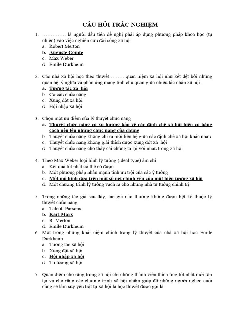 Trac Nghiem XHH-3 | PDF