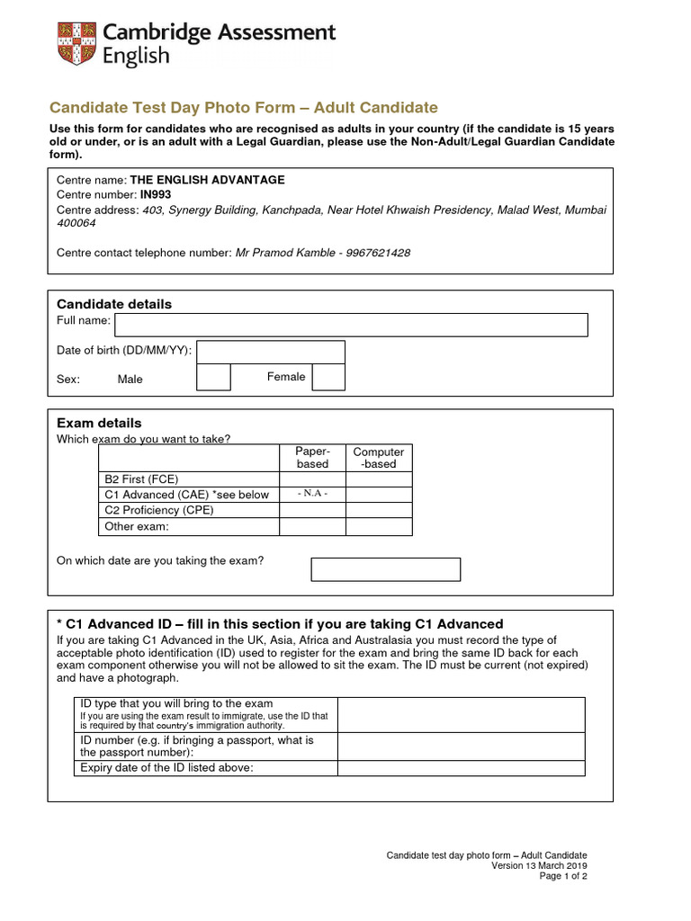 TDP form FINAL Adult Candidate Global v13_TEA | PDF | Standardized ...