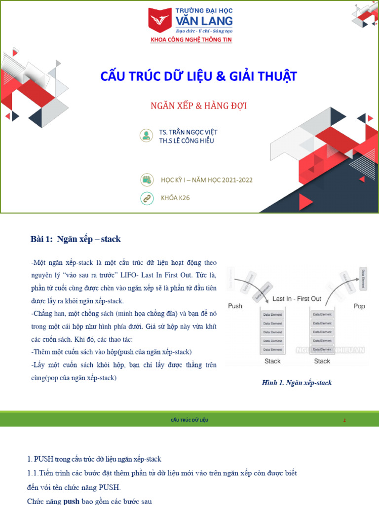 CTDL GT - Ch 05 -Ngăn xếp và Hàng đợi (LT+ TH) | PDF