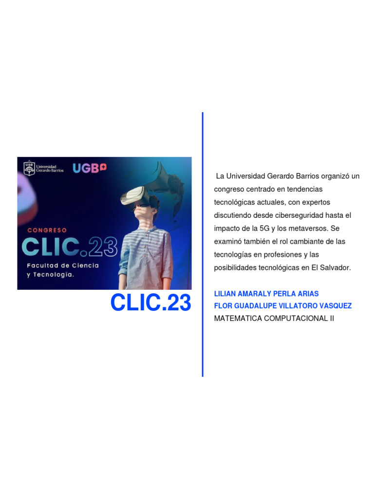 Reporte Congreso Clic.23 UGB | PDF | Internet | Inteligencia artificial