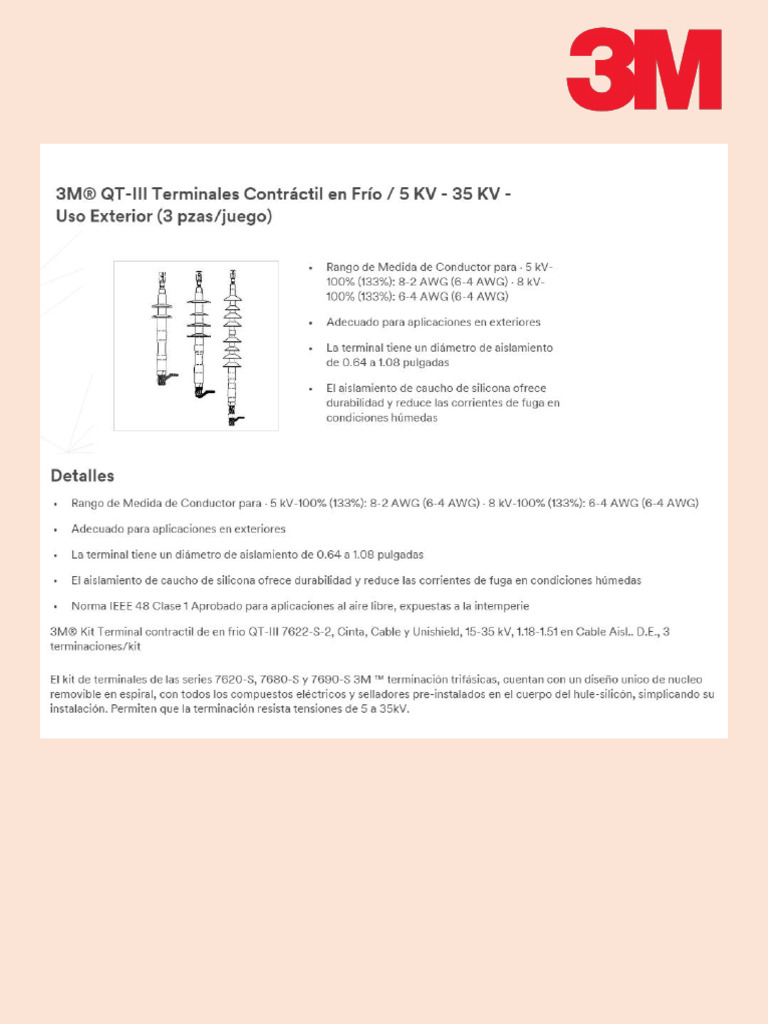 Terminal Contráctil en Frío Exterior 3M QT III Min | PDF
