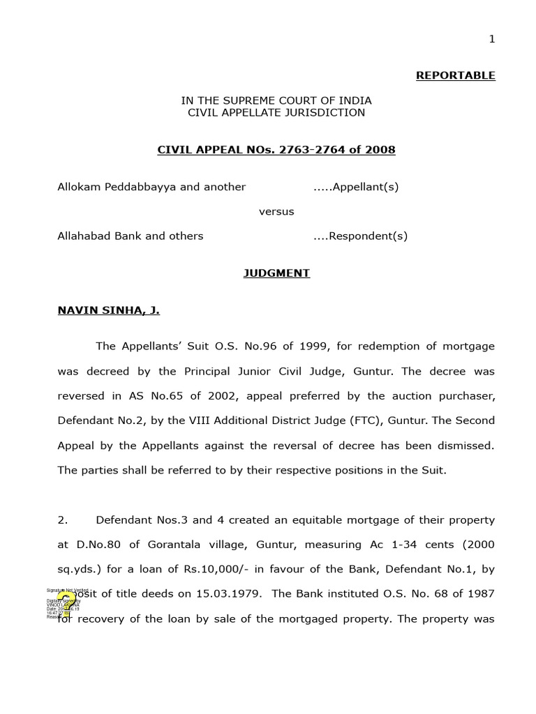 Section 60 and 91 of the Transfer of Property Act, 1882 | PDF ...