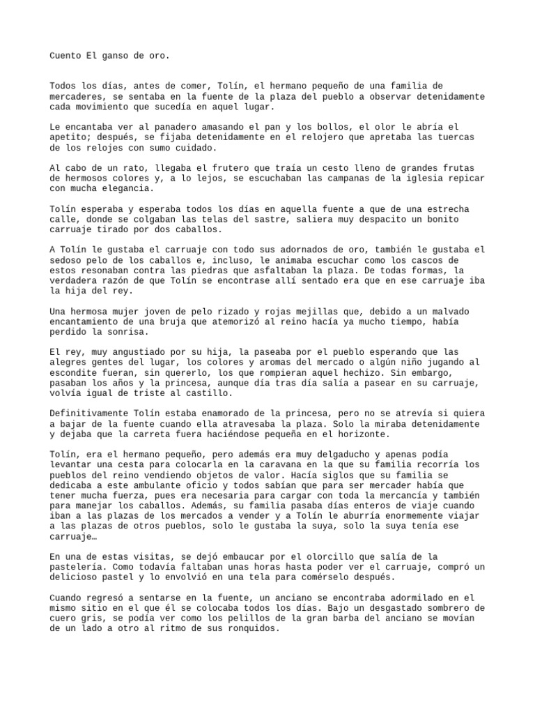 Ganzo de Oro Cuento | PDF | Arboles | Aves