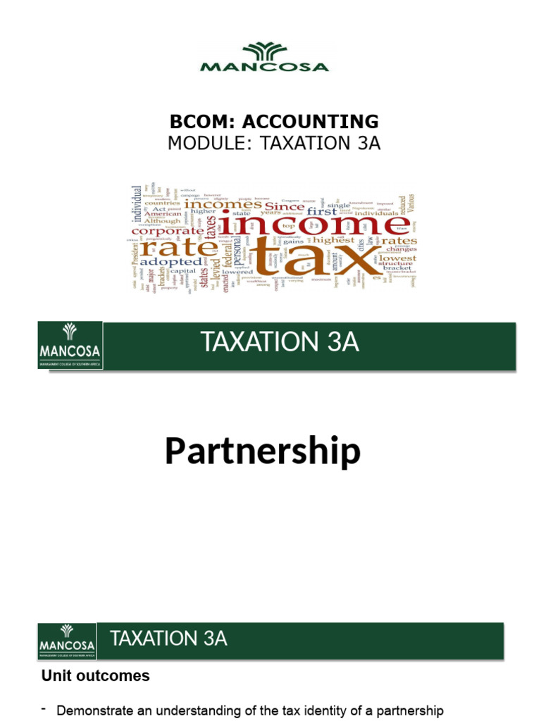 5.TAX 3A - Unit 5 Partnerships | PDF | Tax Deduction | Partnership