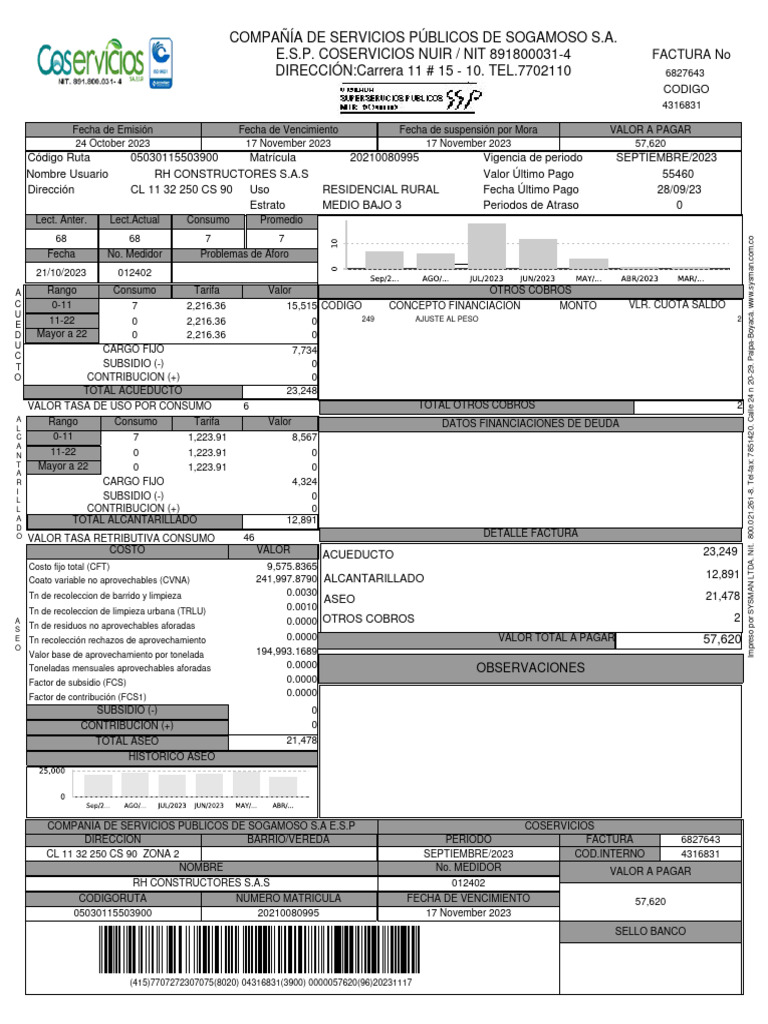 Compañía de Servicios Públicos de Sogamoso S.A. E.S.P. COSERVICIOS NUIR ...