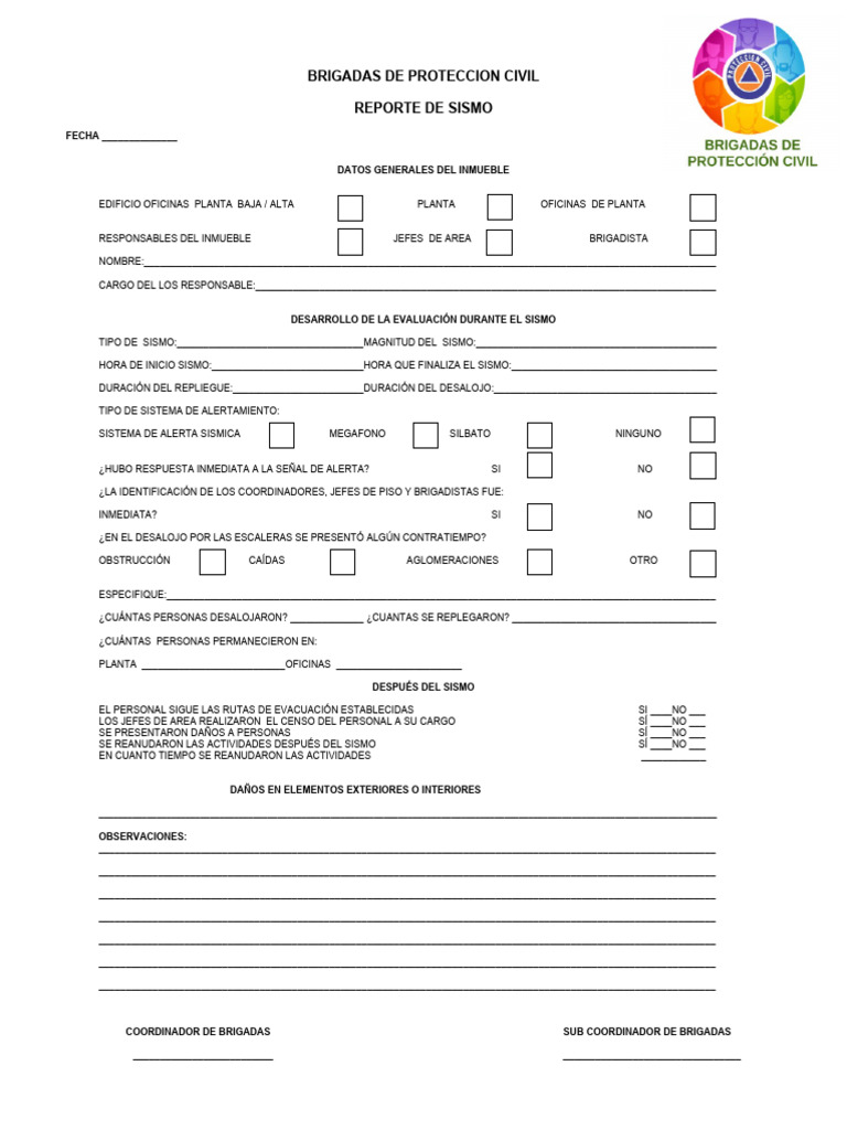 Formato Reporte Sismo | PDF | Desastres | Desastres naturales