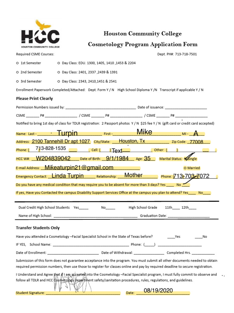 Cosmetology Application | Download Free PDF | Government And Personhood