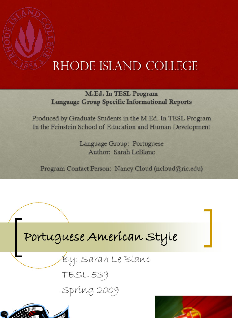 Portuguese American Style (Presentation) Author Sarah Le Blanc | PDF ...