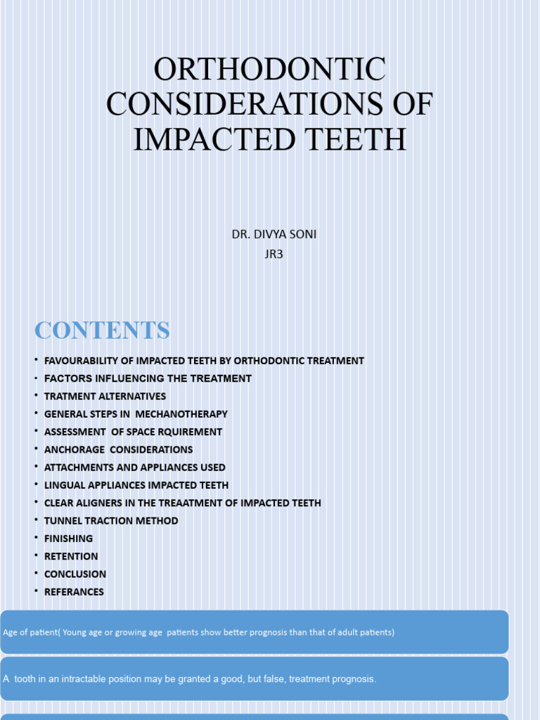 1 Orthodontic Consiations of Impacted Teeth | PDF | Orthodontics | Dental Anatomy