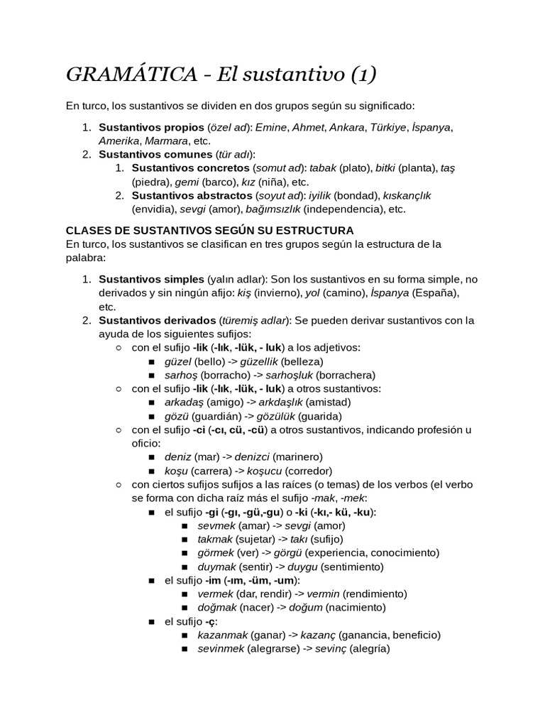 GRAMÁTICA - El Sustantivo (1) - Documentos de Google | PDF | Género ...