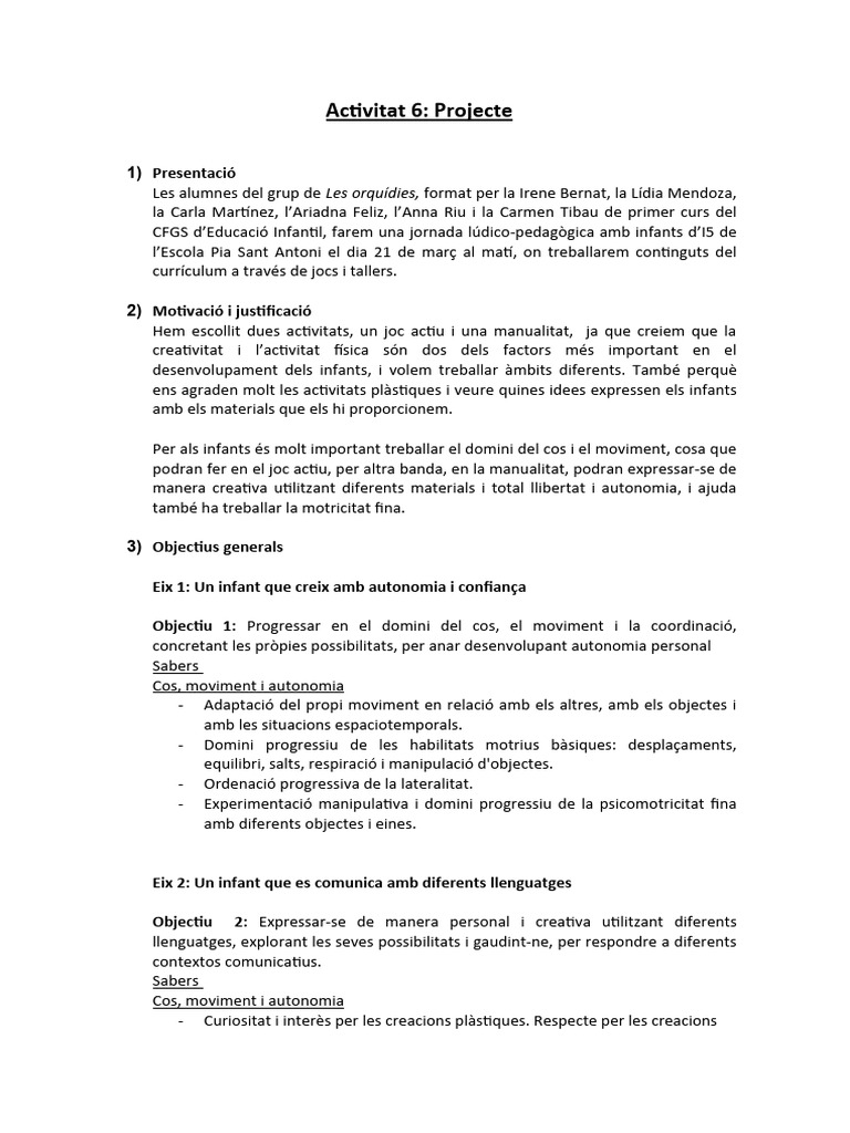 LES ORQUÍDIES - Activitat 6 - Projecte | PDF