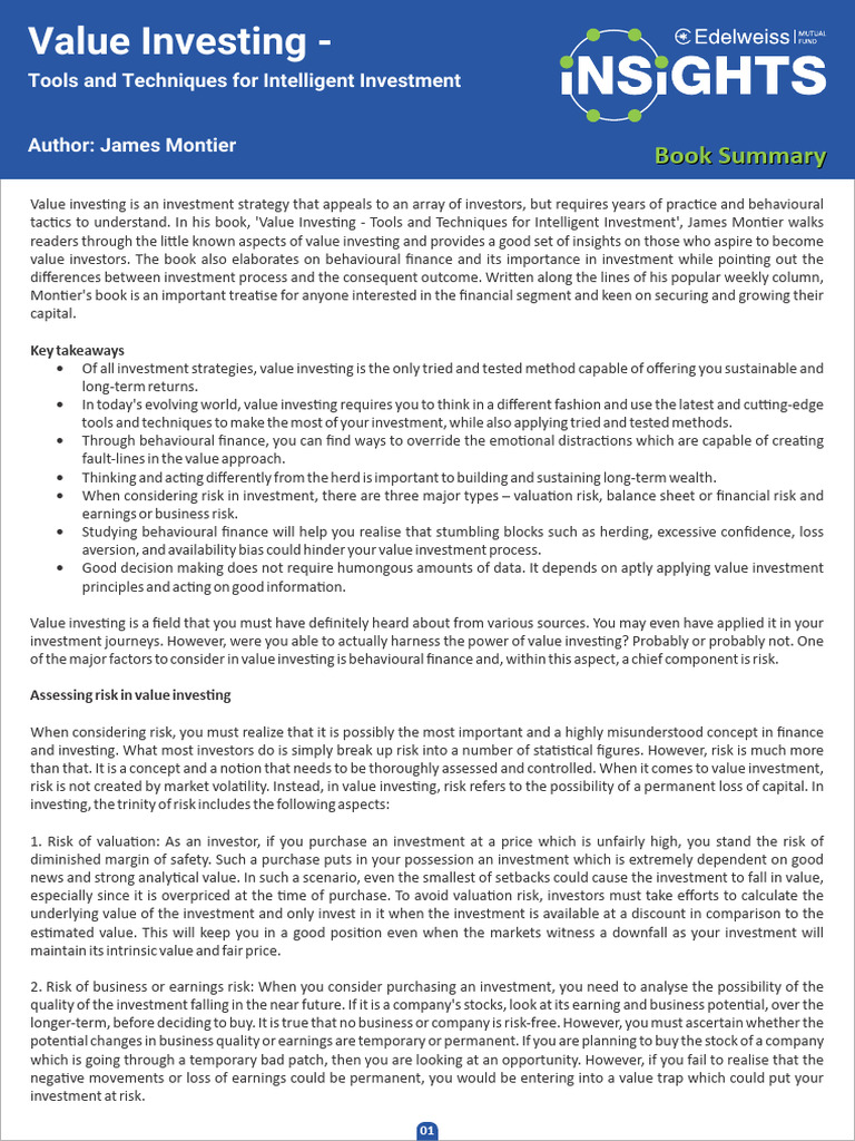 Value Investing Insights by James Montier | PDF | Investing | Risk