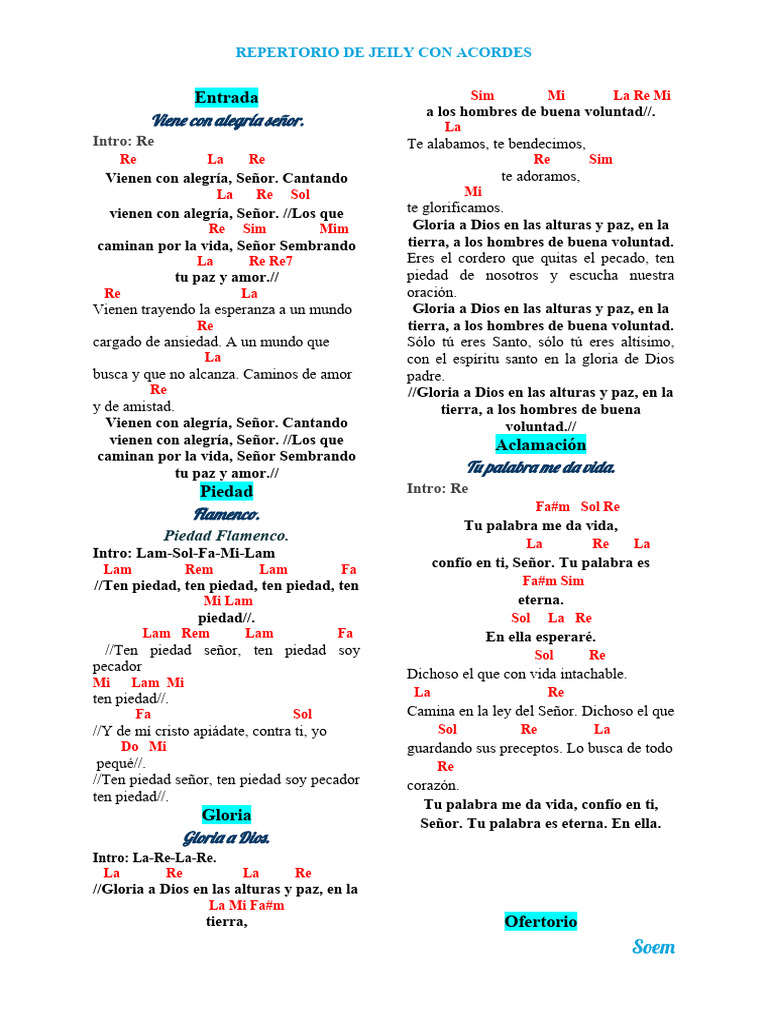 Repertorio de Jeily Con Acordes | PDF | Pecado | Amor