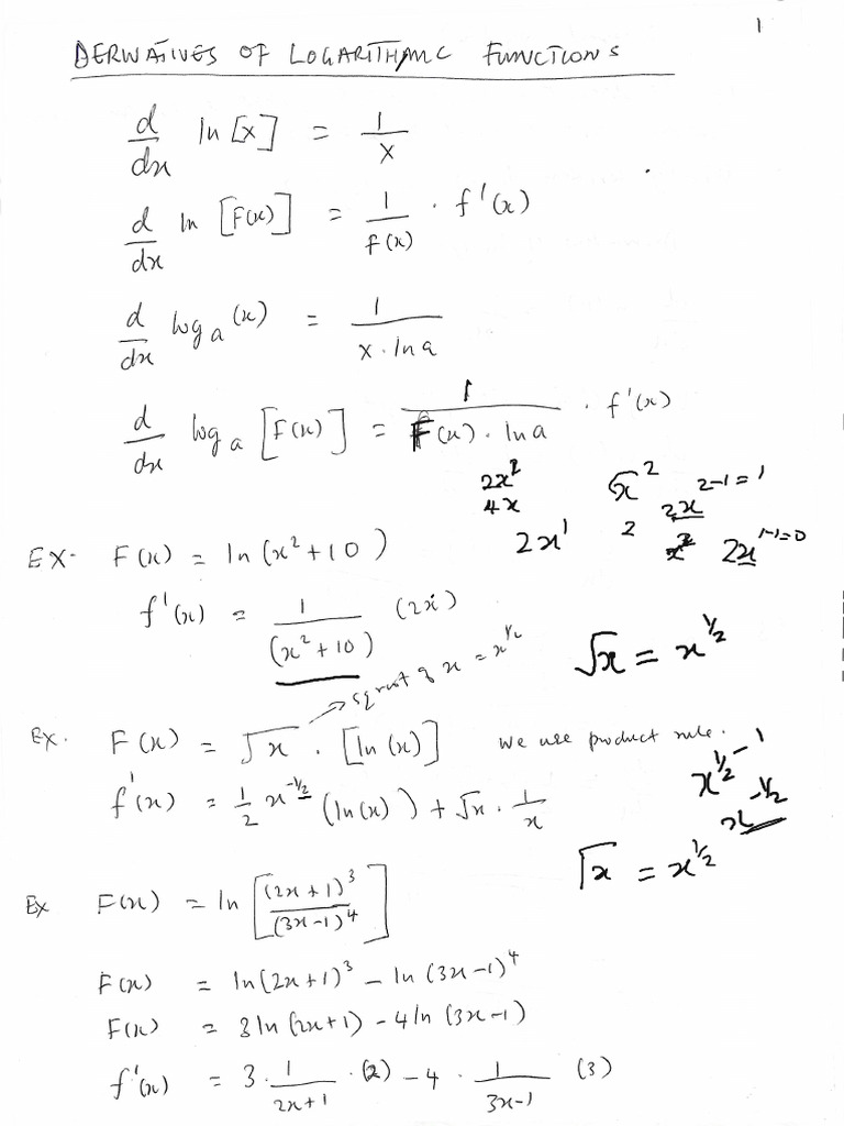 Derivatives of Logarithmic Functions 2 | PDF