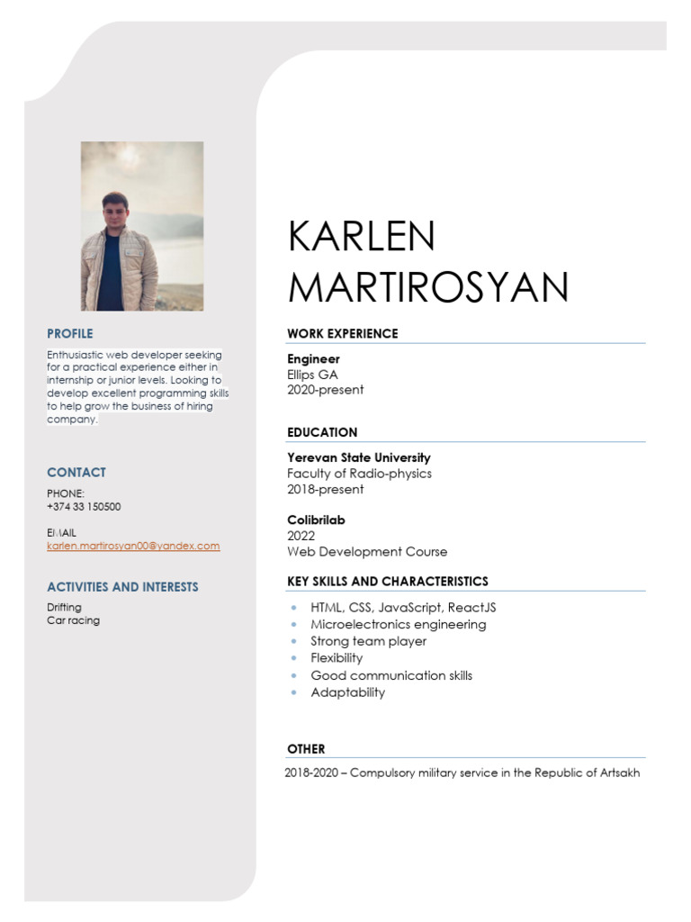 Aspiring Web Developer Profile | PDF