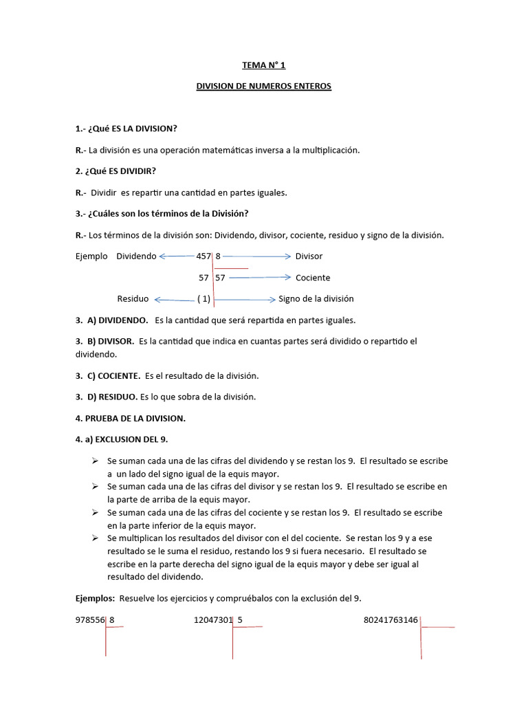 Tema 5 Division de Núm. Enteros | PDF | División (Matemáticas ...