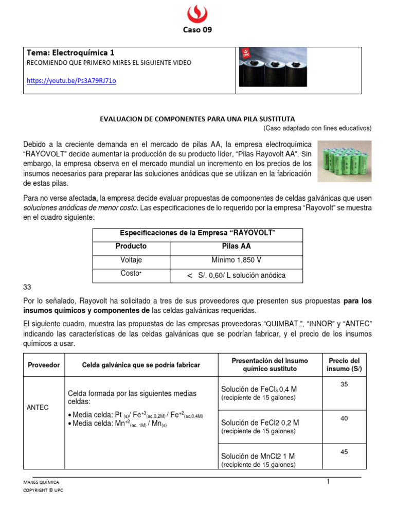 CS13 Caso 9 Fabricacion de Una Pila Sustituta 02 | PDF | Business | Ciencias económicas